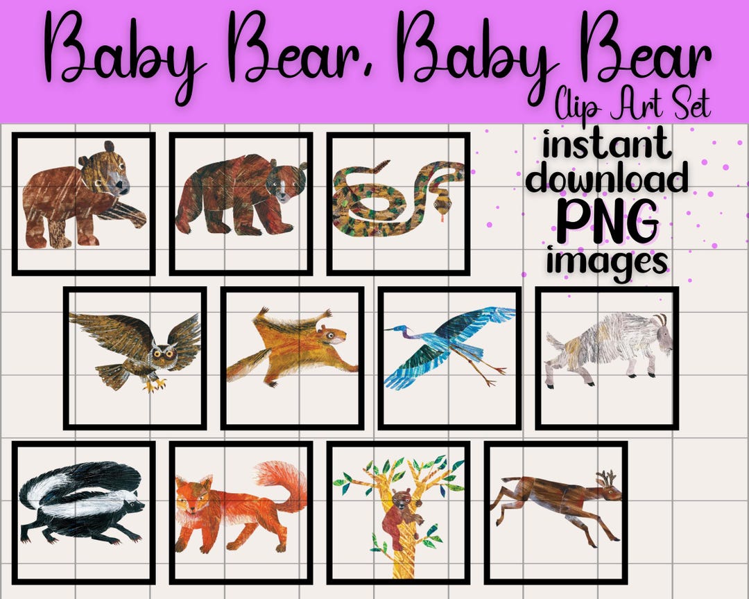Baby Bear What Do You See? Clip Art Set | Transparent PNG Digital ...