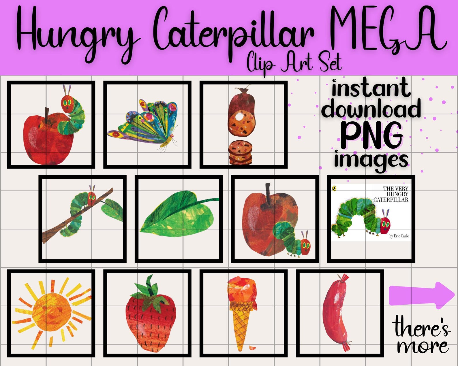 The Very Hungry Caterpillar Clip Art Set | Transparent PNG Digital ...