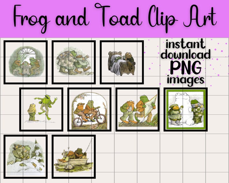 Frog and Toad Clip Art Set | Transparent PNG | Digital Download ...