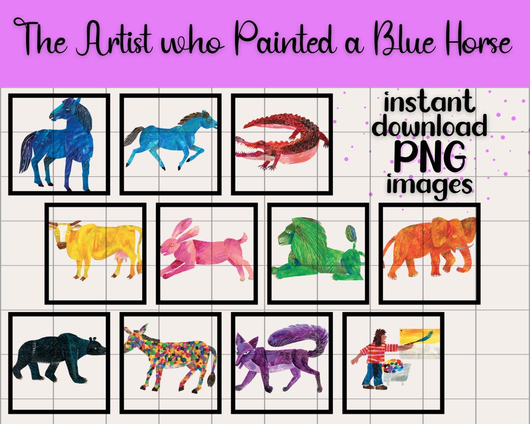 Eric Carle Blue Horse Clip Art Set | Colorful Nursery Decor (digital ...