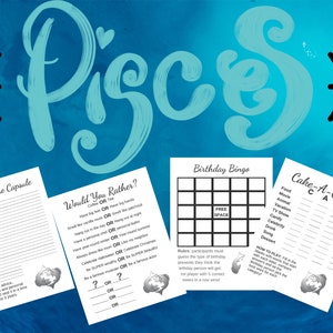 12 Printable Pisces Birthday Party Games Including Printable Banners ...