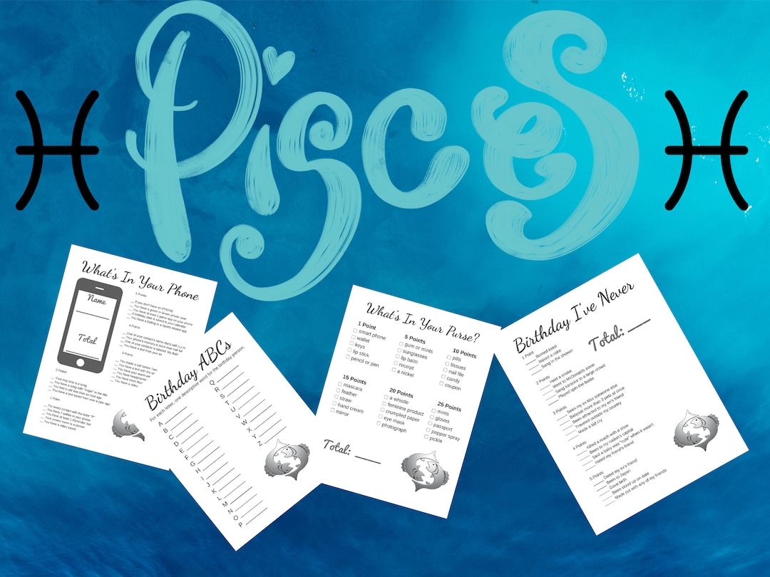12 Printable Pisces Birthday Party Games Including Printable Banners ...