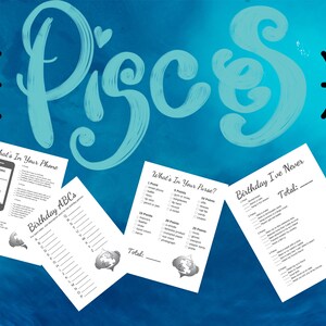 12 Printable Pisces Birthday Party Games Including Printable Banners ...
