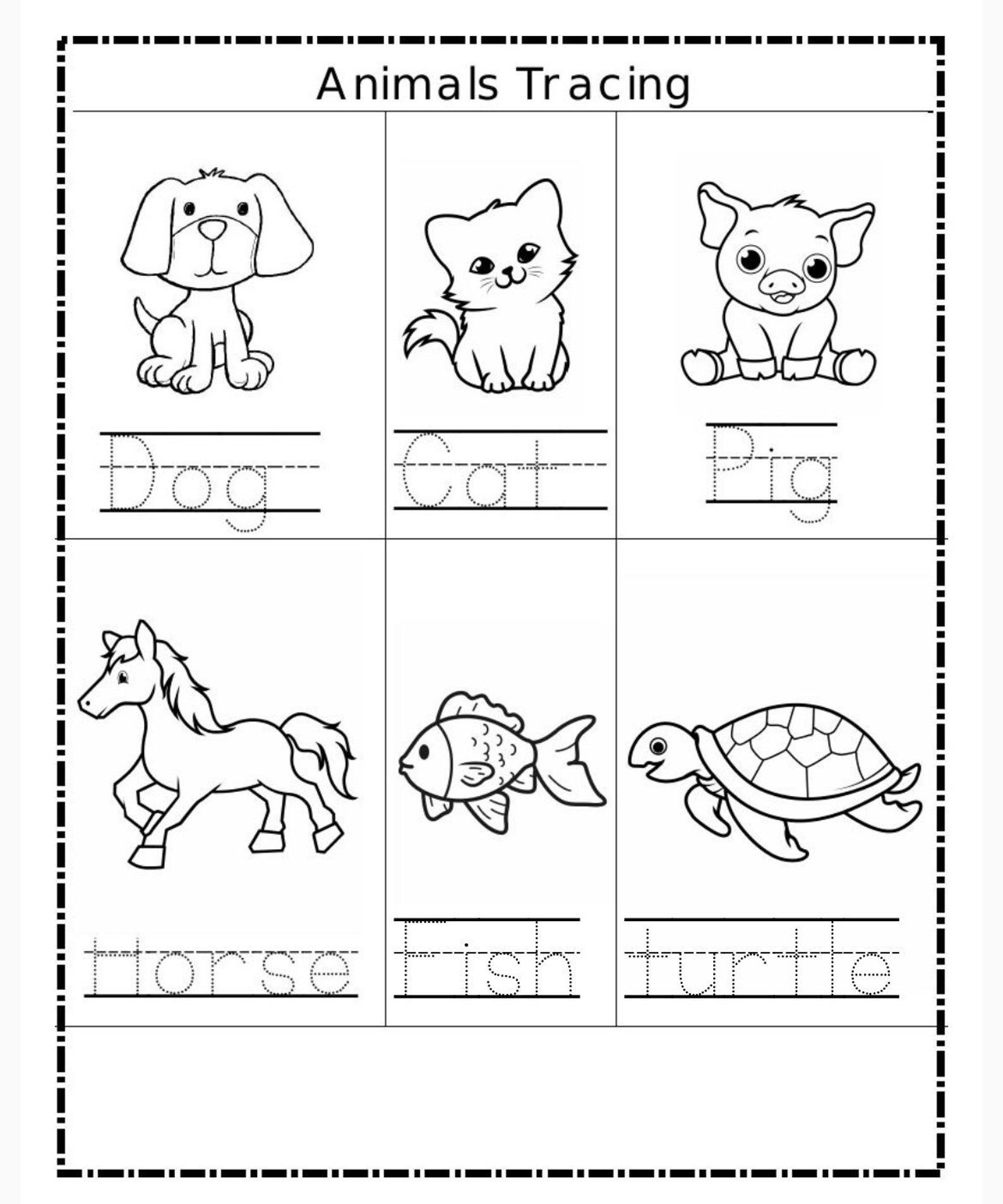 Digital Tracing Worksheet - Etsy