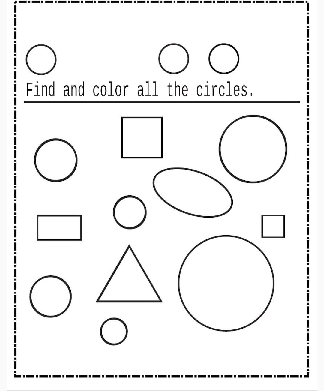 Digital Tracing Worksheet Shapes - Etsy