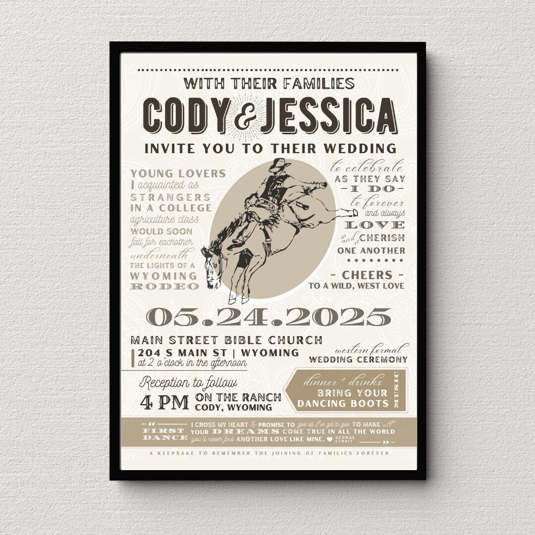 CUSTOM Western Wedding Rodeo Poster - Etsy