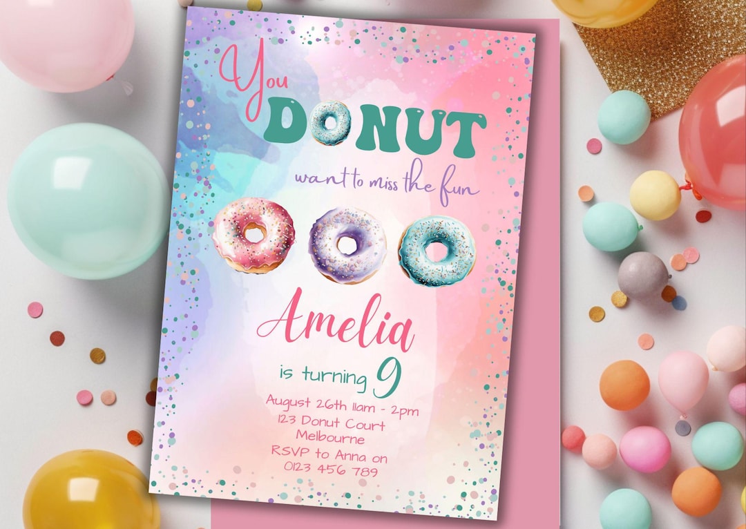 Editable Donut Birthday Invitation Template | You Donut Want to Miss ...