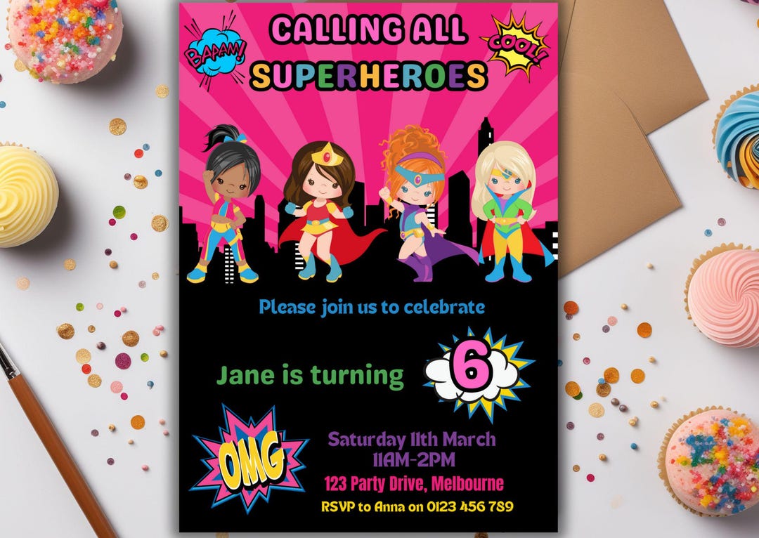 Editable Superhero Birthday Invitation Template | Superhero | Calling ...