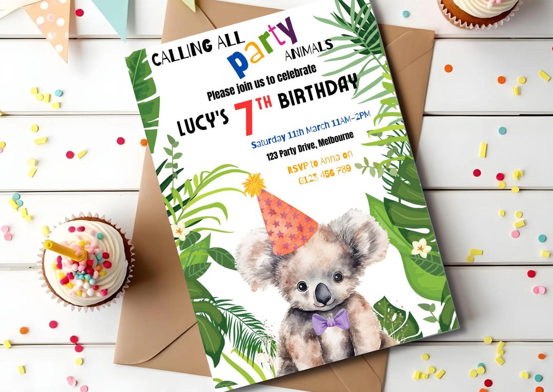 Editable Party Animals Birthday Invitation Template | Calling All Party ...