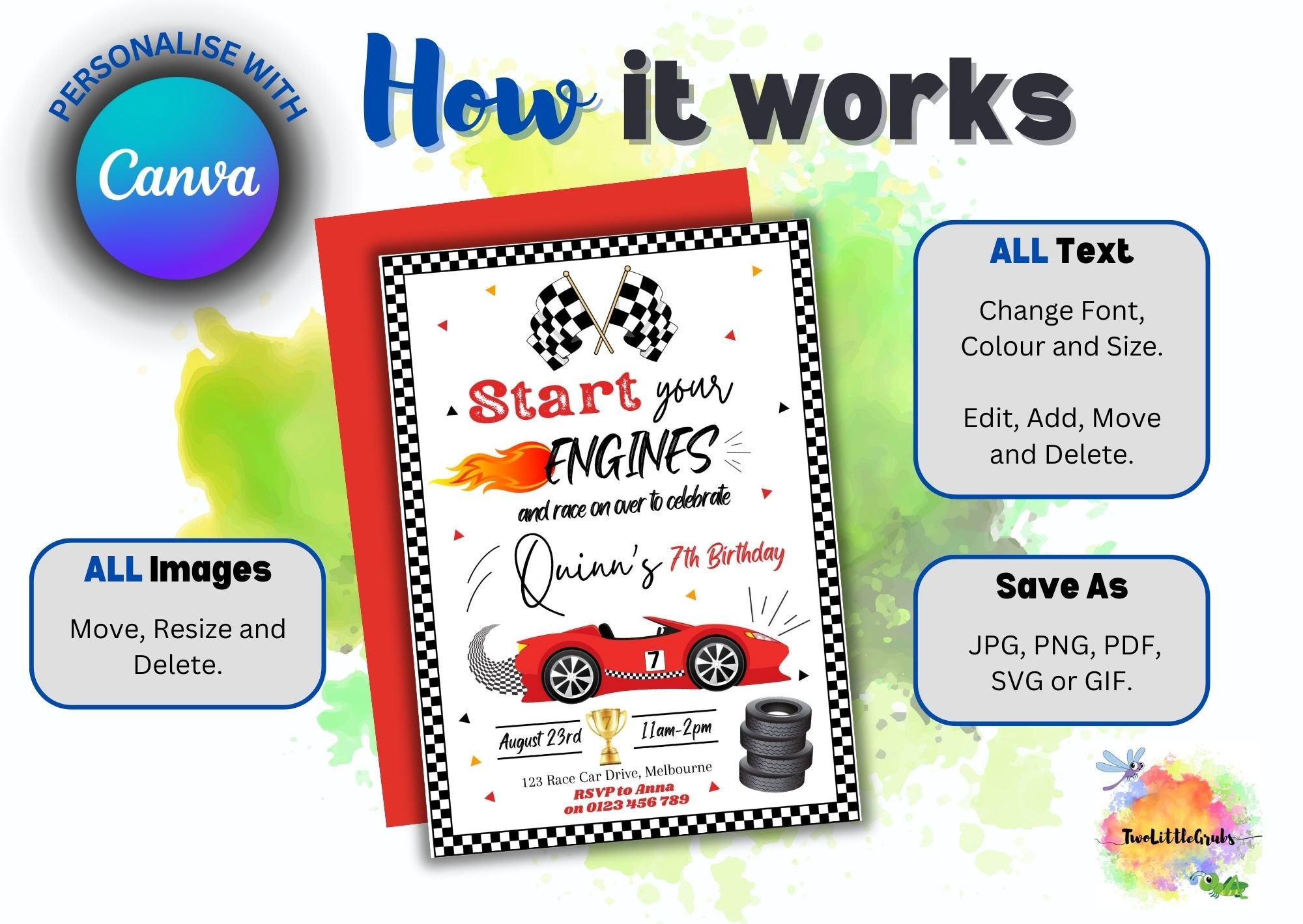 Editable Race Car Birthday Invitation Template | Vintage | Race | Pedal ...