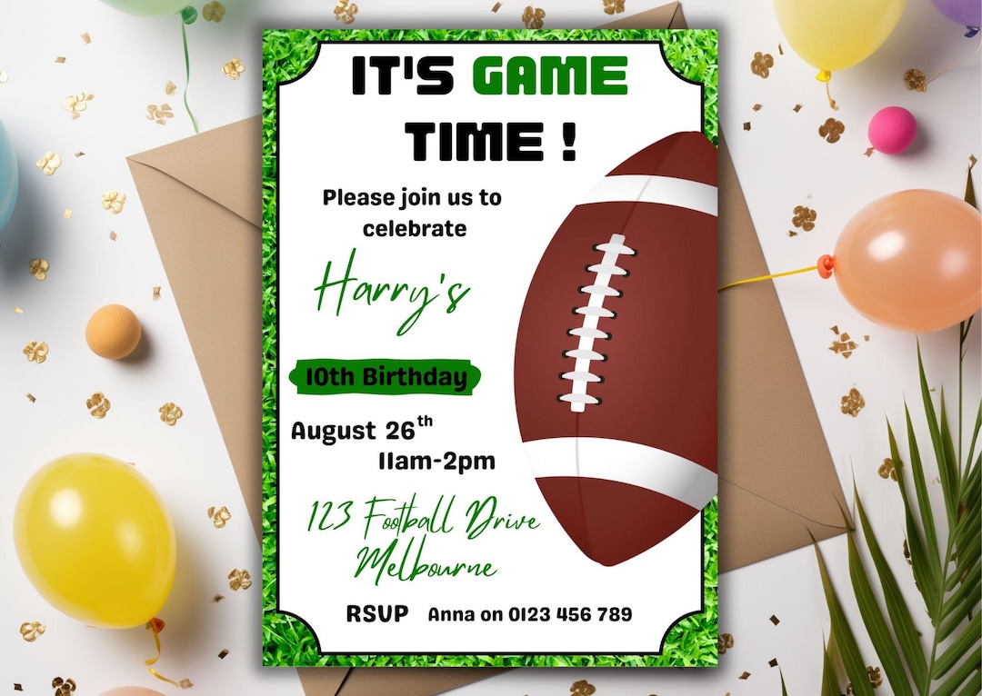 Editable Football Birthday Invitation Template | Football Party ...