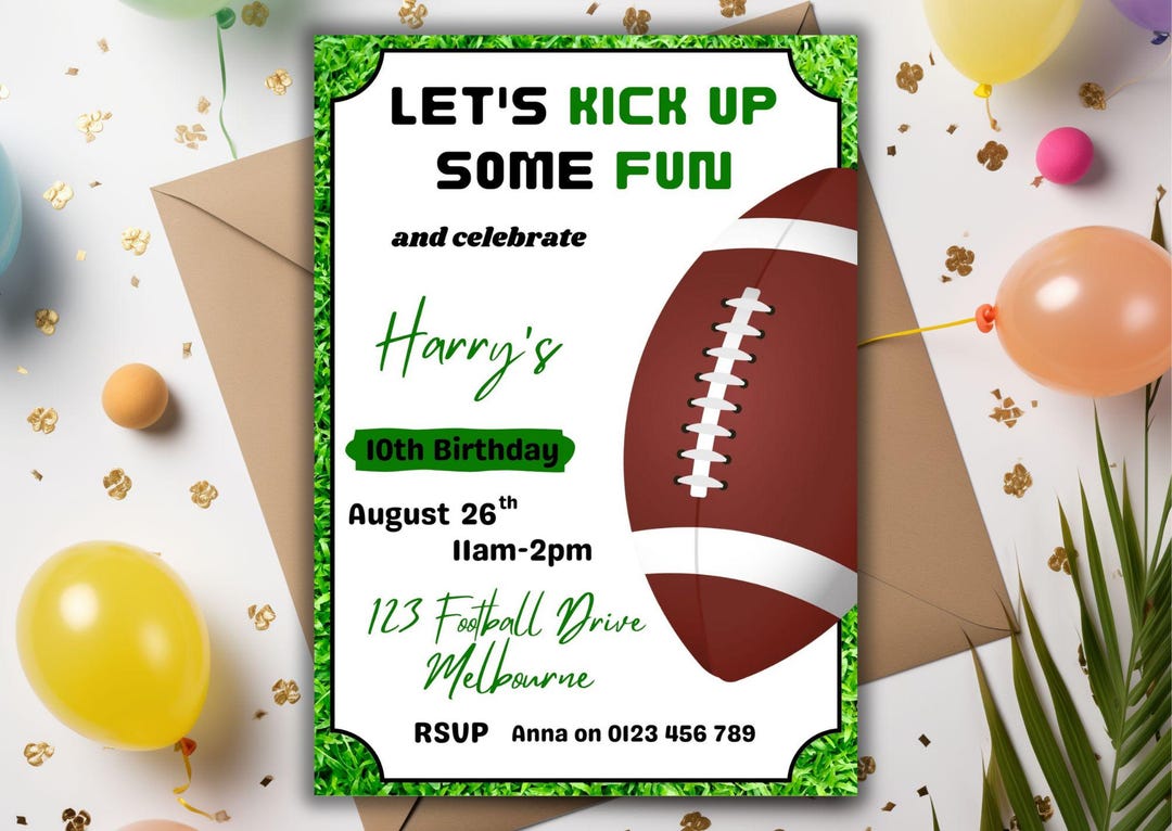 Editable Football Birthday Invitation Template | Football Party ...