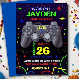 Editable Playstation Birthday Invitation Template | Gaming Invitation ...