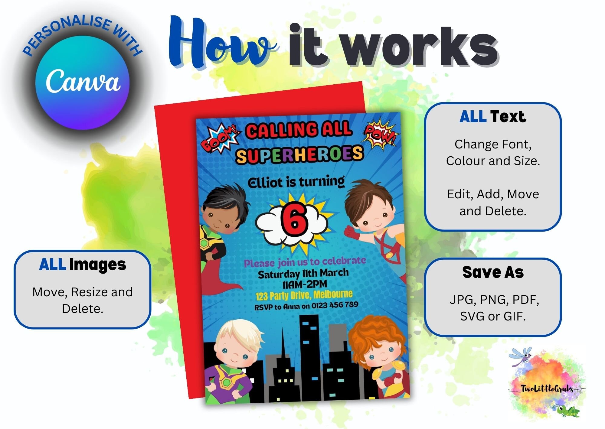Editable Superhero Birthday Invitation Template | Superhero | Calling ...