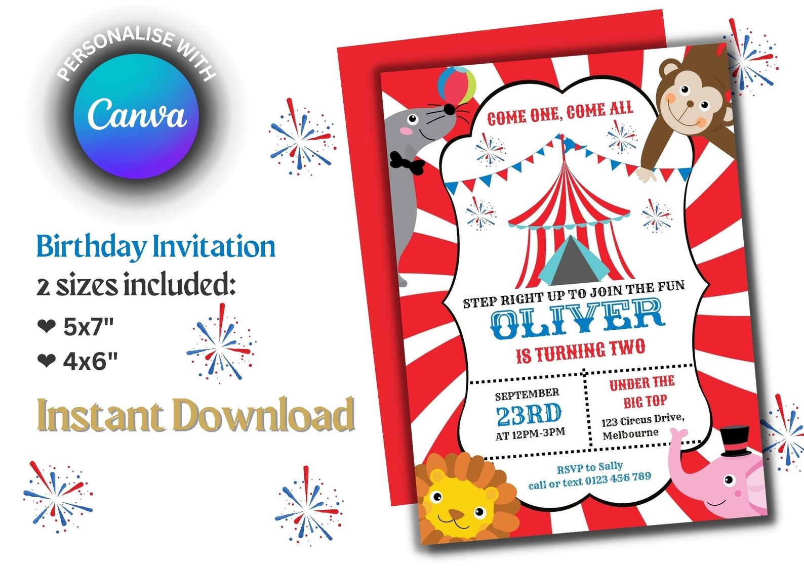 Editable Circus Birthday Invitation Template | Carnival Birthday ...