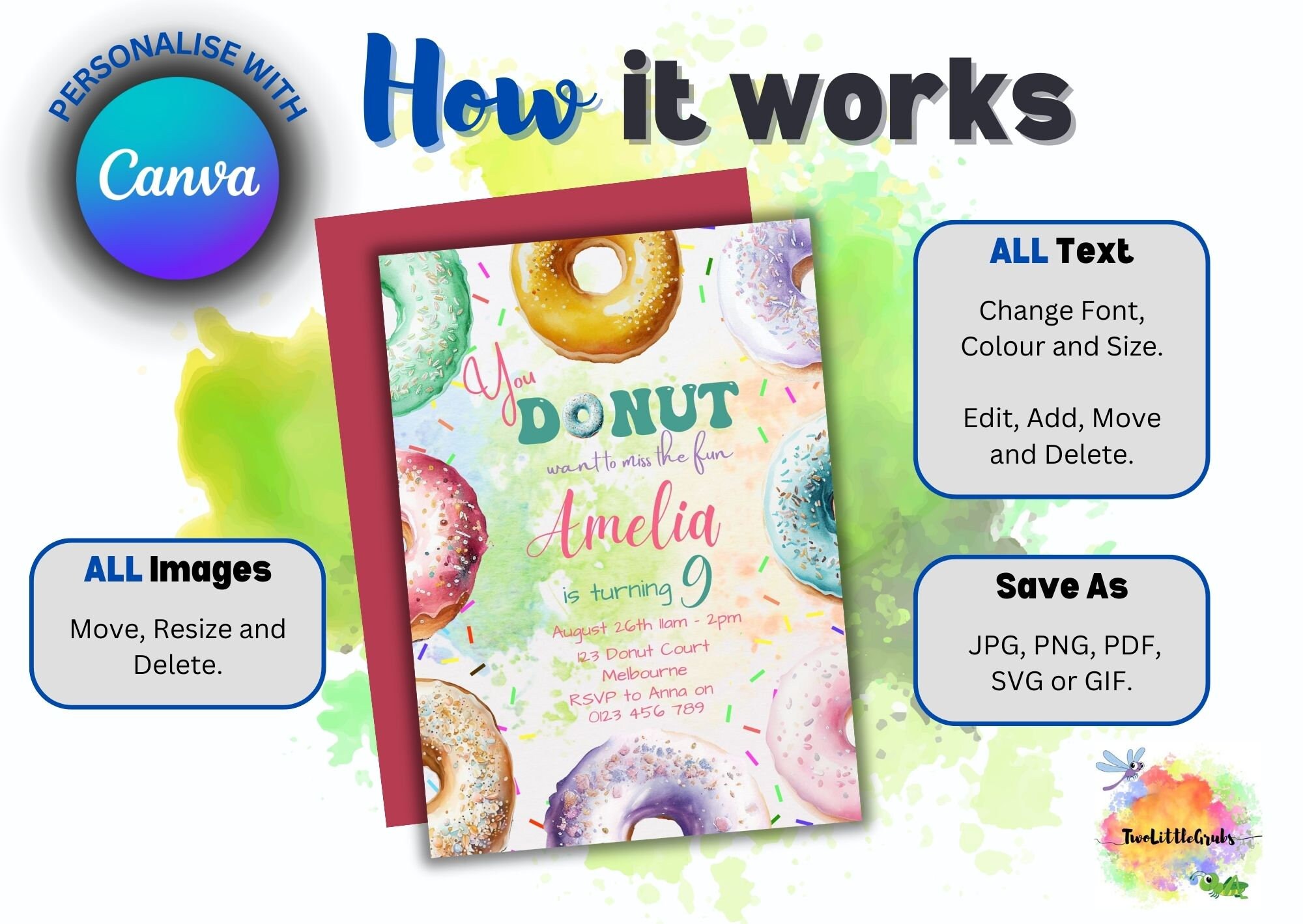 Donuts 03 Birthday Invitation, Donuts Party Invitation, Donuts Birthday ...