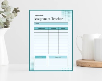 Grade Tracker, Assignment Tracker, Printable Planner, Assignment ...