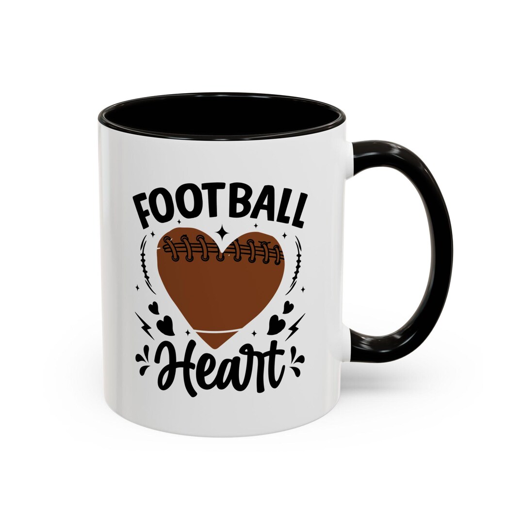 Heart Football Mug - Sports Coffee Cup for Football Lovers - Perfect ...