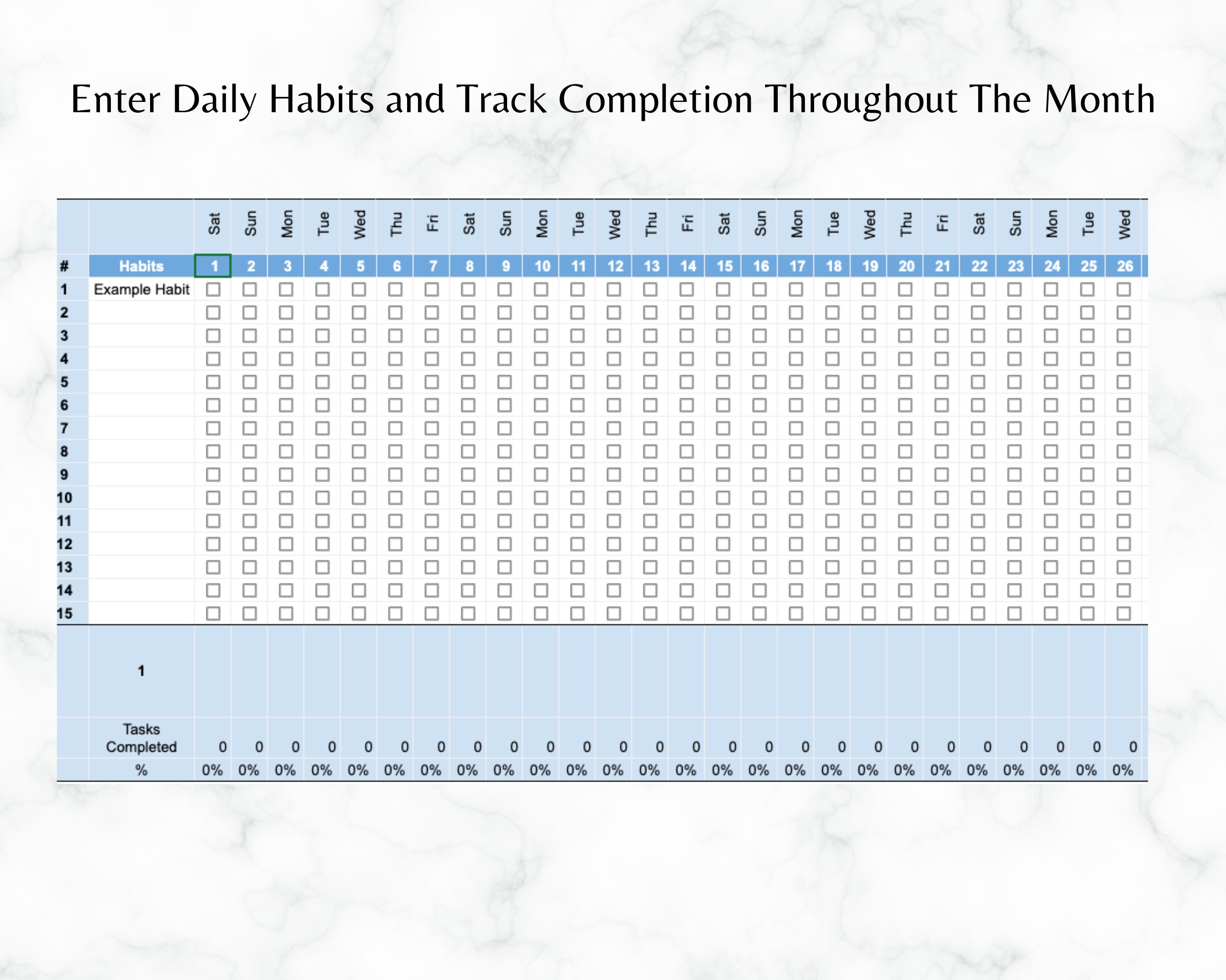 Habit Tracker Google Sheet, Habit Tracker Spreadsheet, Habit Tracker ...