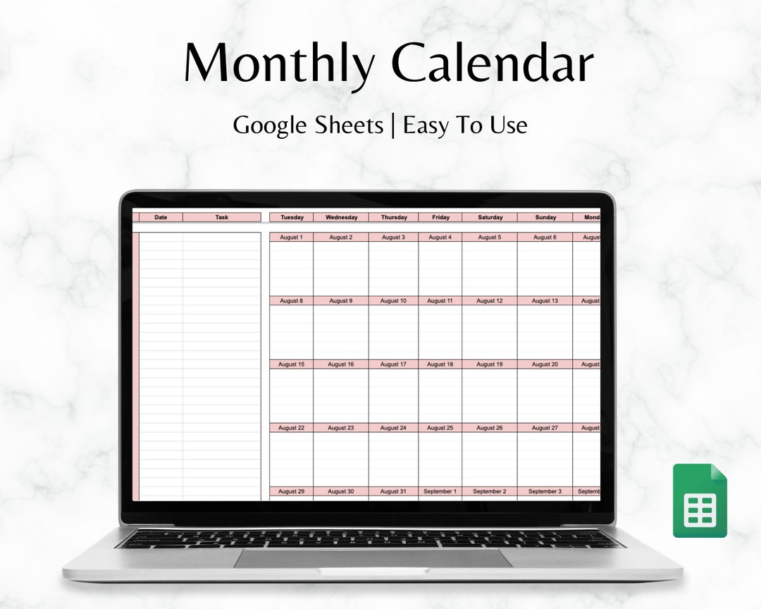 Calendar, Calendar Spreadsheet, Google Sheets Calendar, Editable ...
