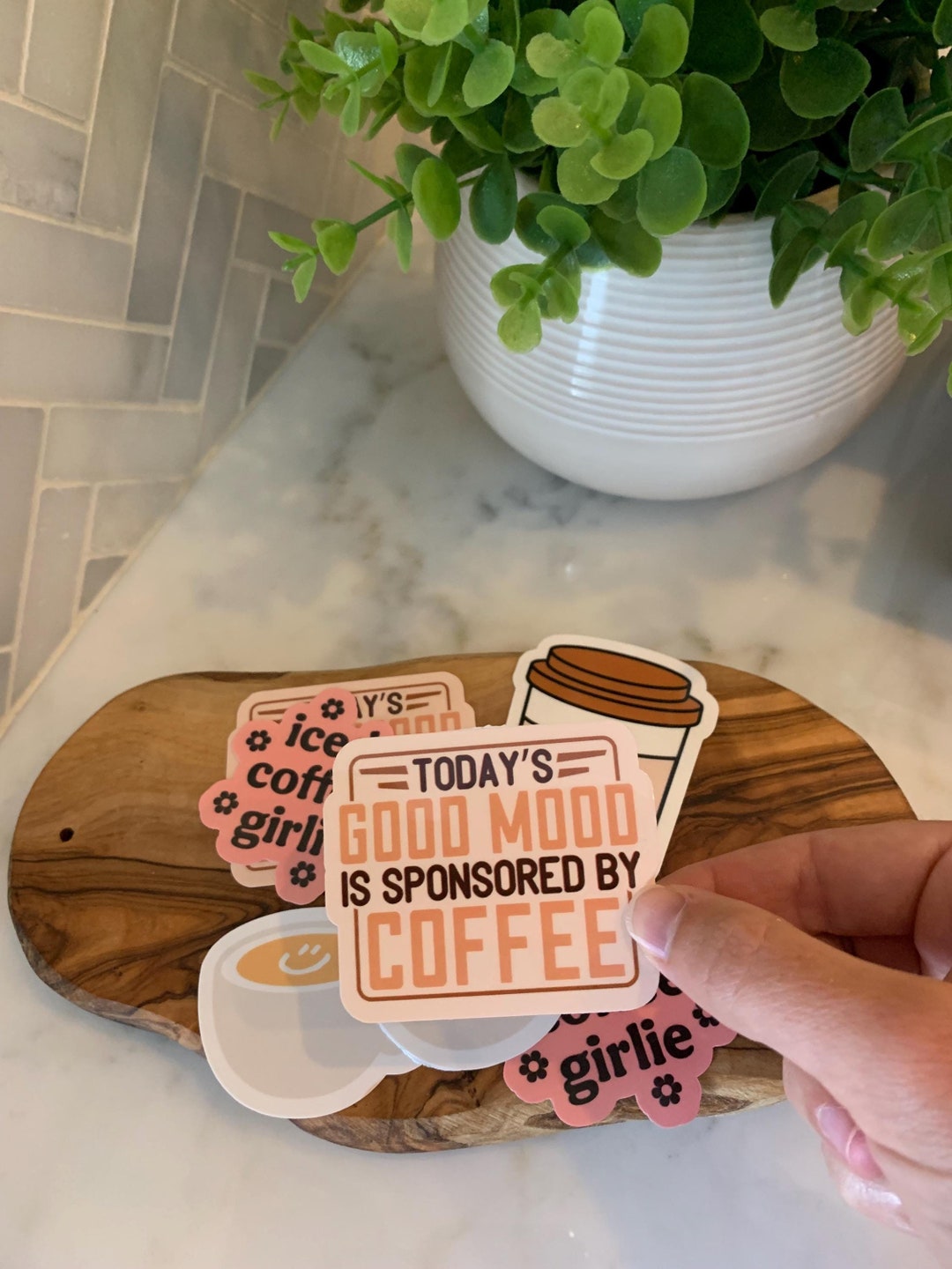 Coffee Sticker Pack, Pack of 4 Coffee Themed Stickers, Waterproof ...