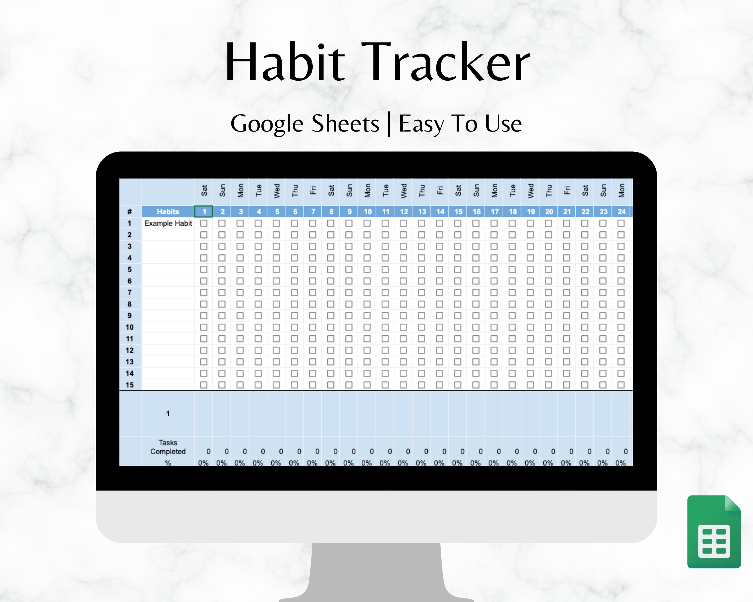 Habit Tracker Google Sheet, Habit Tracker Spreadsheet, Habit Tracker ...