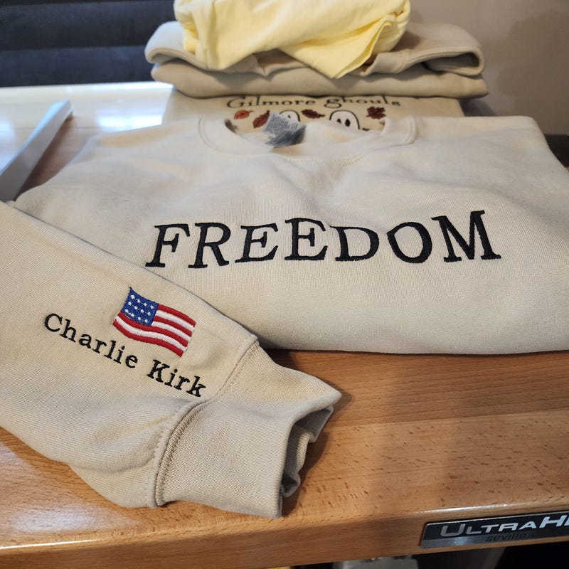 Freedom Embroidered Sweater - Etsy