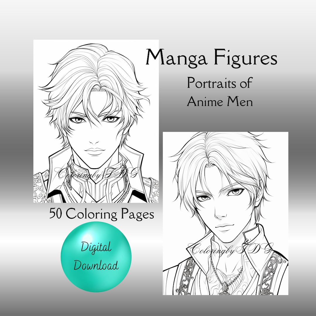 Manga Figures: Portraits of Anime Men Coloring Book 50 Pages - Etsy