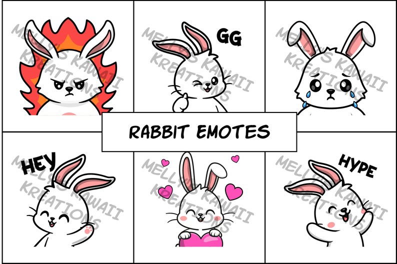6 Rabbit Emotes for Twitch Twitch Emotes Discord Emotes - Etsy