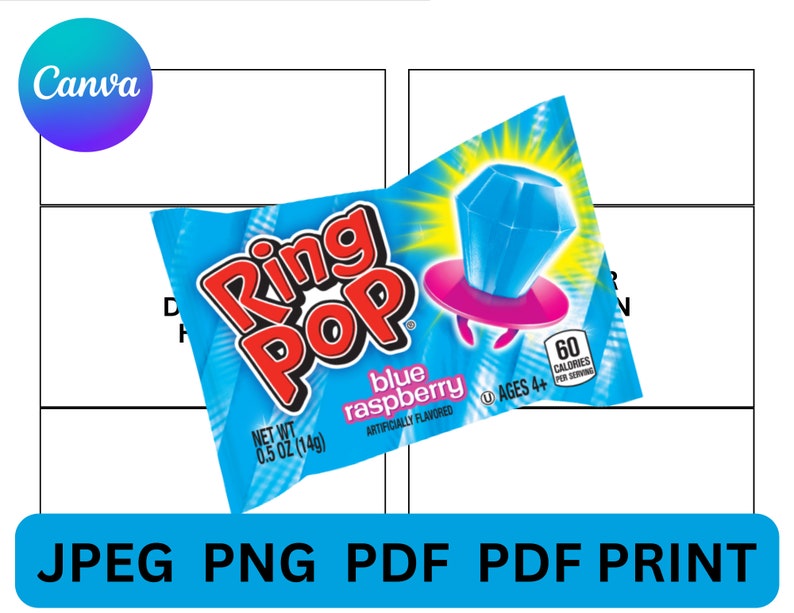 Ring Pop Label Editable Template, Ring Pop Wrapper Template, Ring Pop ...