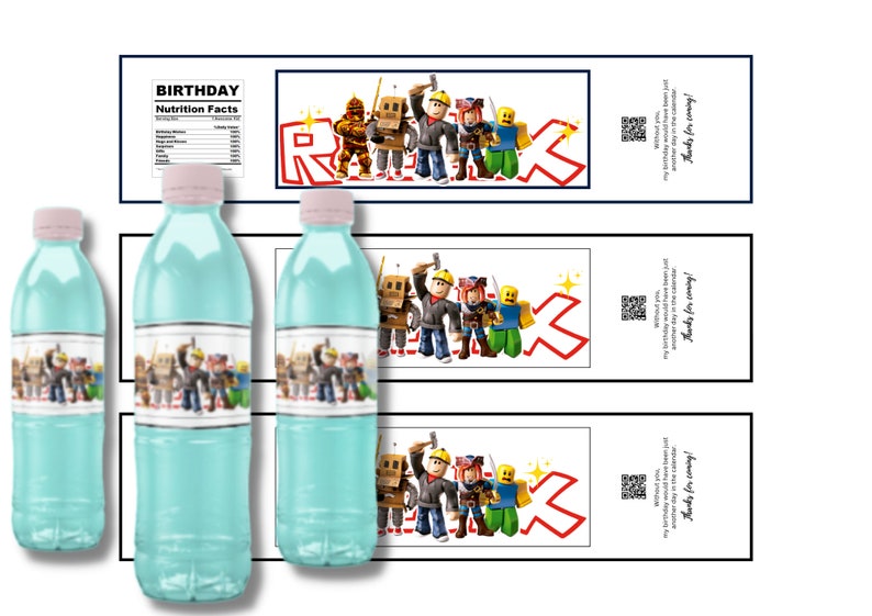 Roblox Party Label Editable Template, Roblox Theme Party Labels, Roblox ...