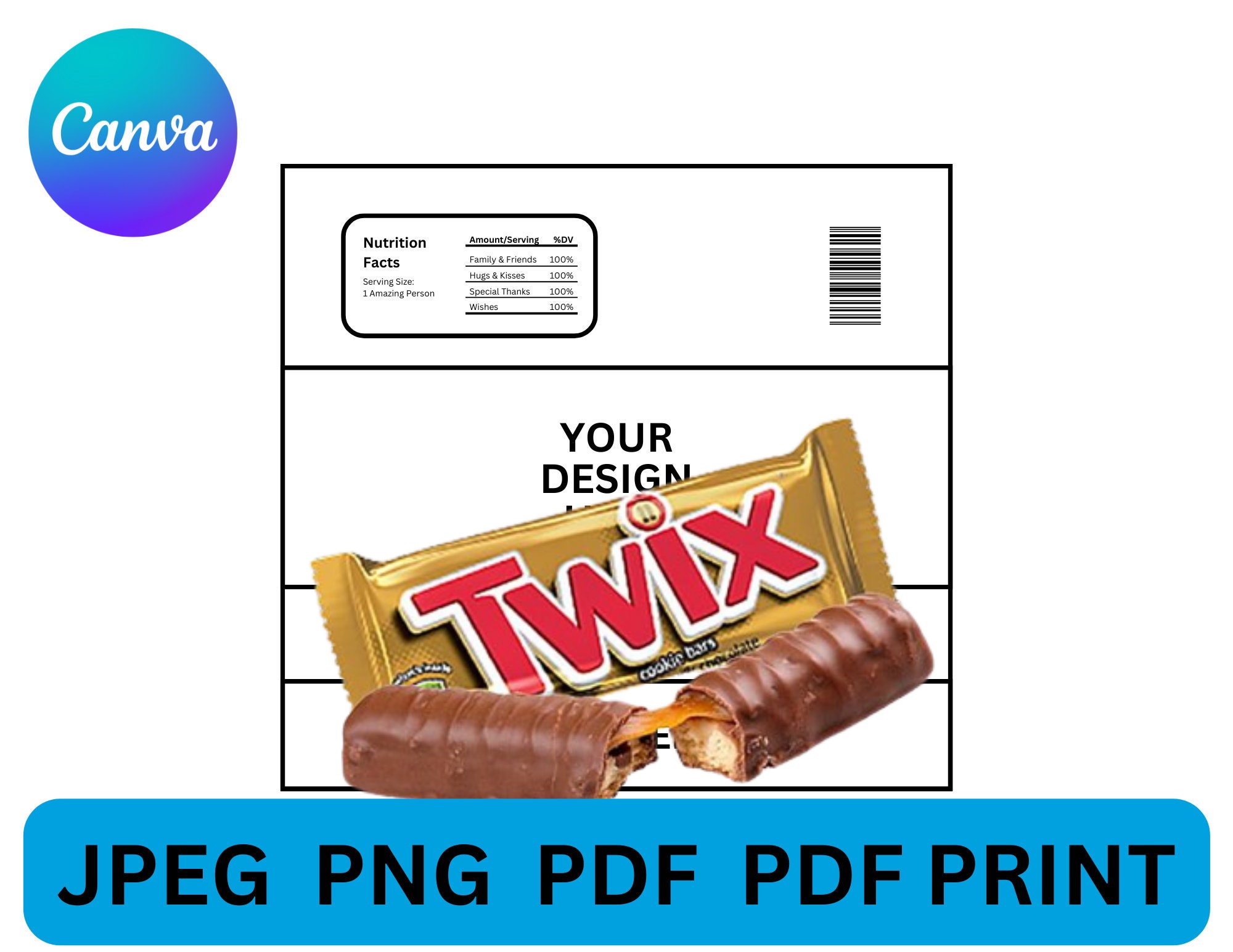 Twix Chocolate Label Editable Template, Twix Wrapper, Twix Label ...