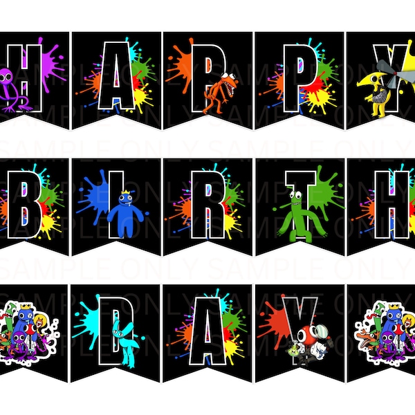 Rainbow Friends Birthday Banner - Etsy
