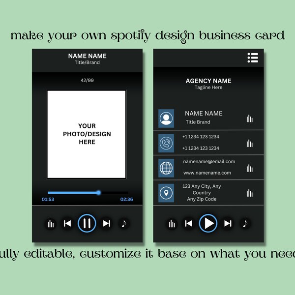 Spotify Business Card Template - Etsy