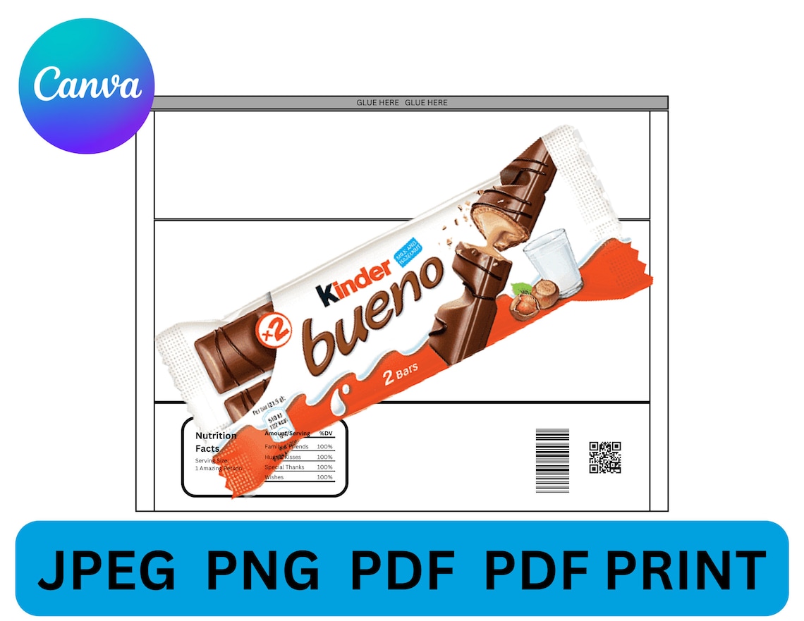 Kinder Bueno Wrapper Editable Blank Label Template, Kinder Bueno Wrapper, Kinder Bueno Label ...