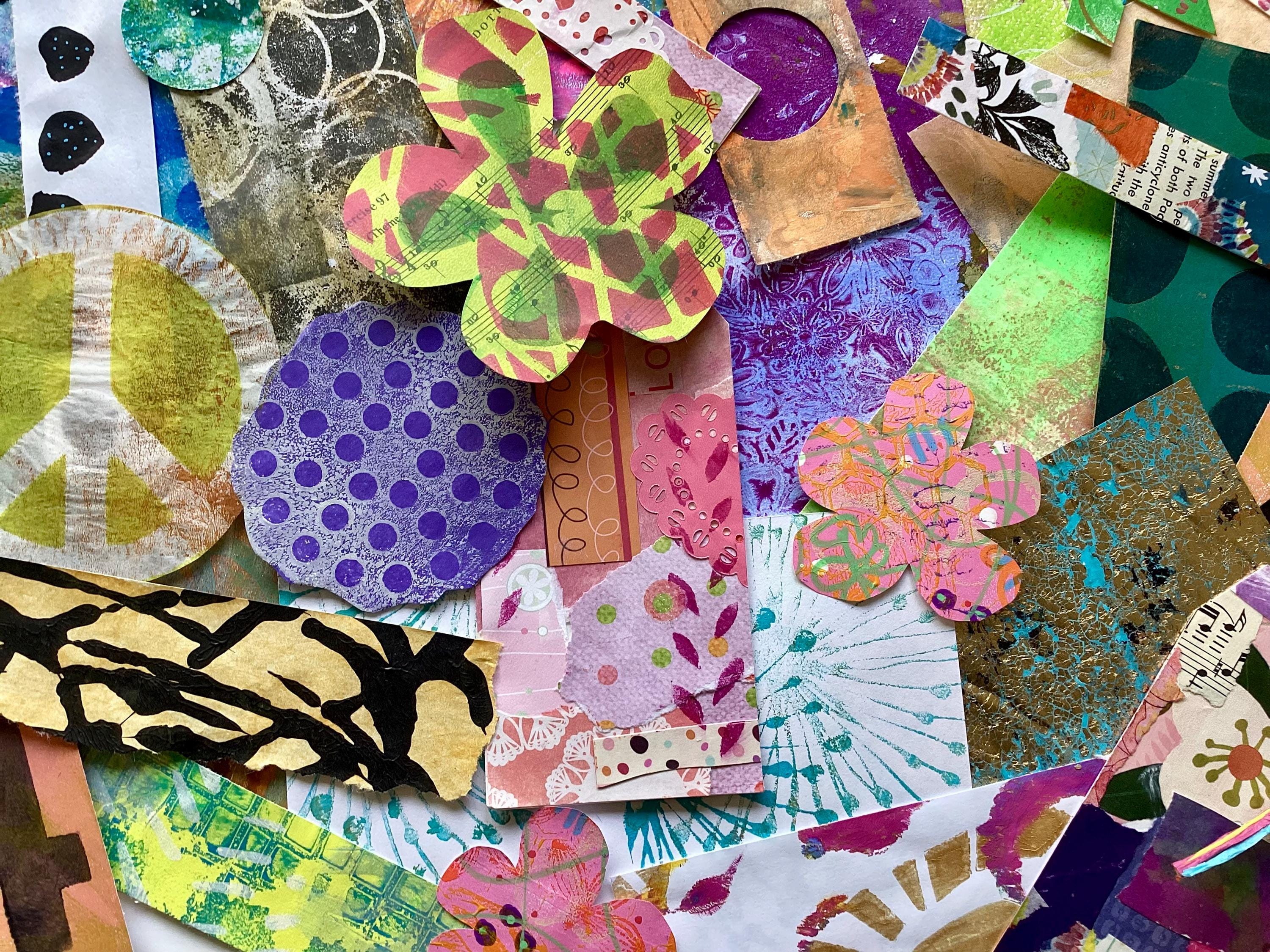 Handmade Mixed Media Collage Paper Pack: 40 Pieces Colorful Original ...