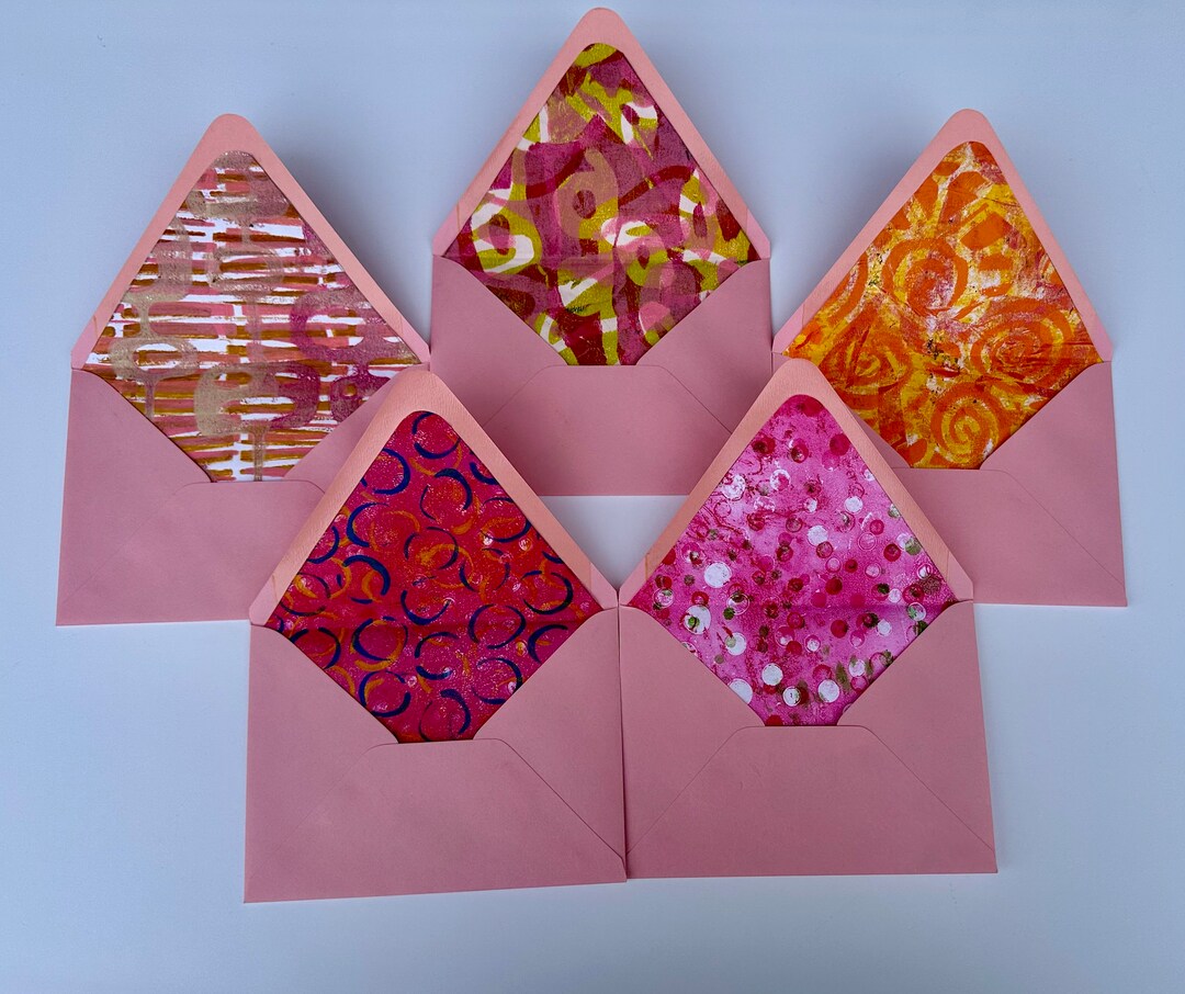 Lined A6 Envelopes, Gel-printed Lined Envelopes, Pack of 5 Envelopes ...