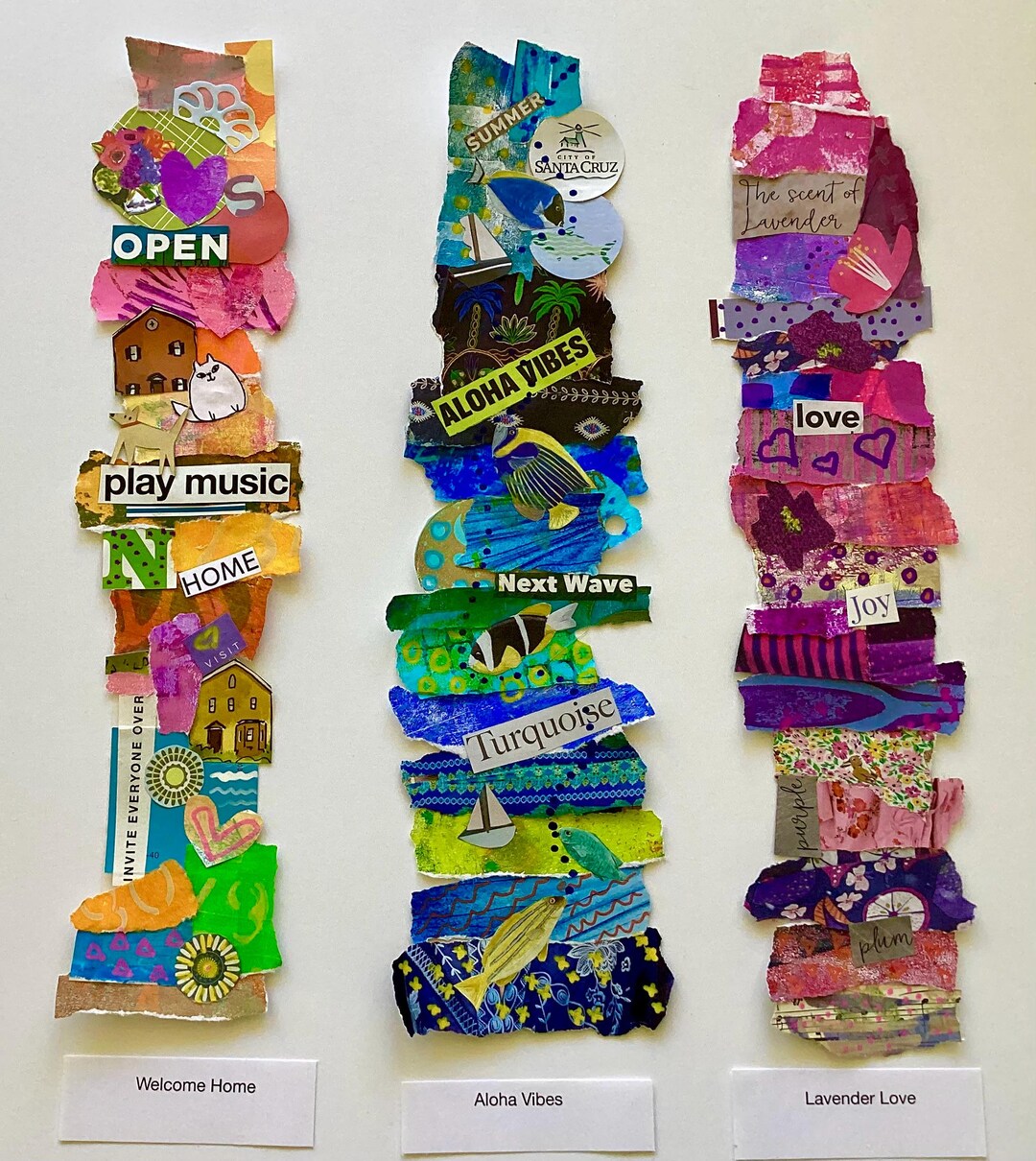 Colorful Collage Strips Mixed Media Scrap Art Junk Journal ...