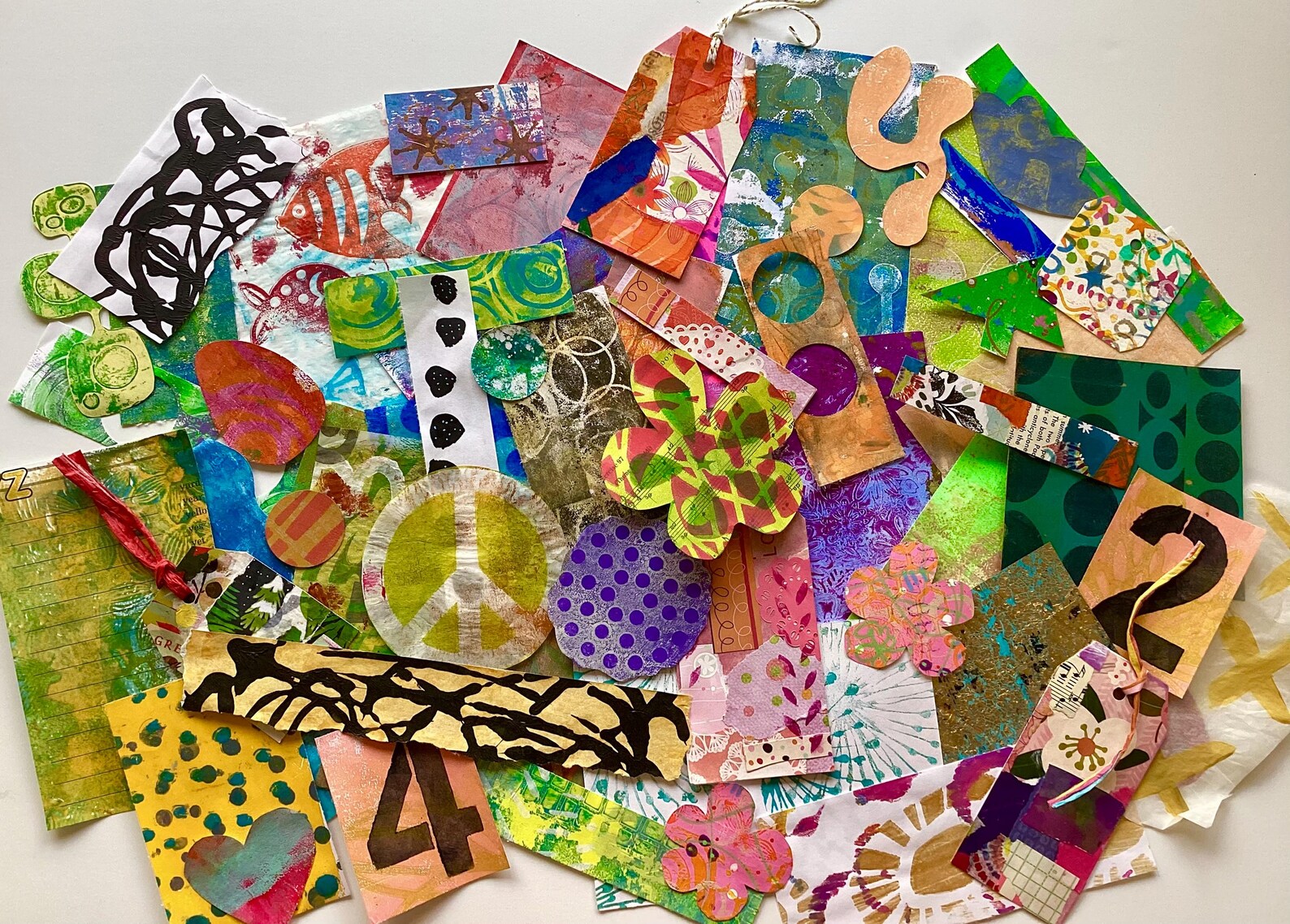 Handmade Mixed Media Collage Paper Pack: 40 Pieces Colorful Original ...