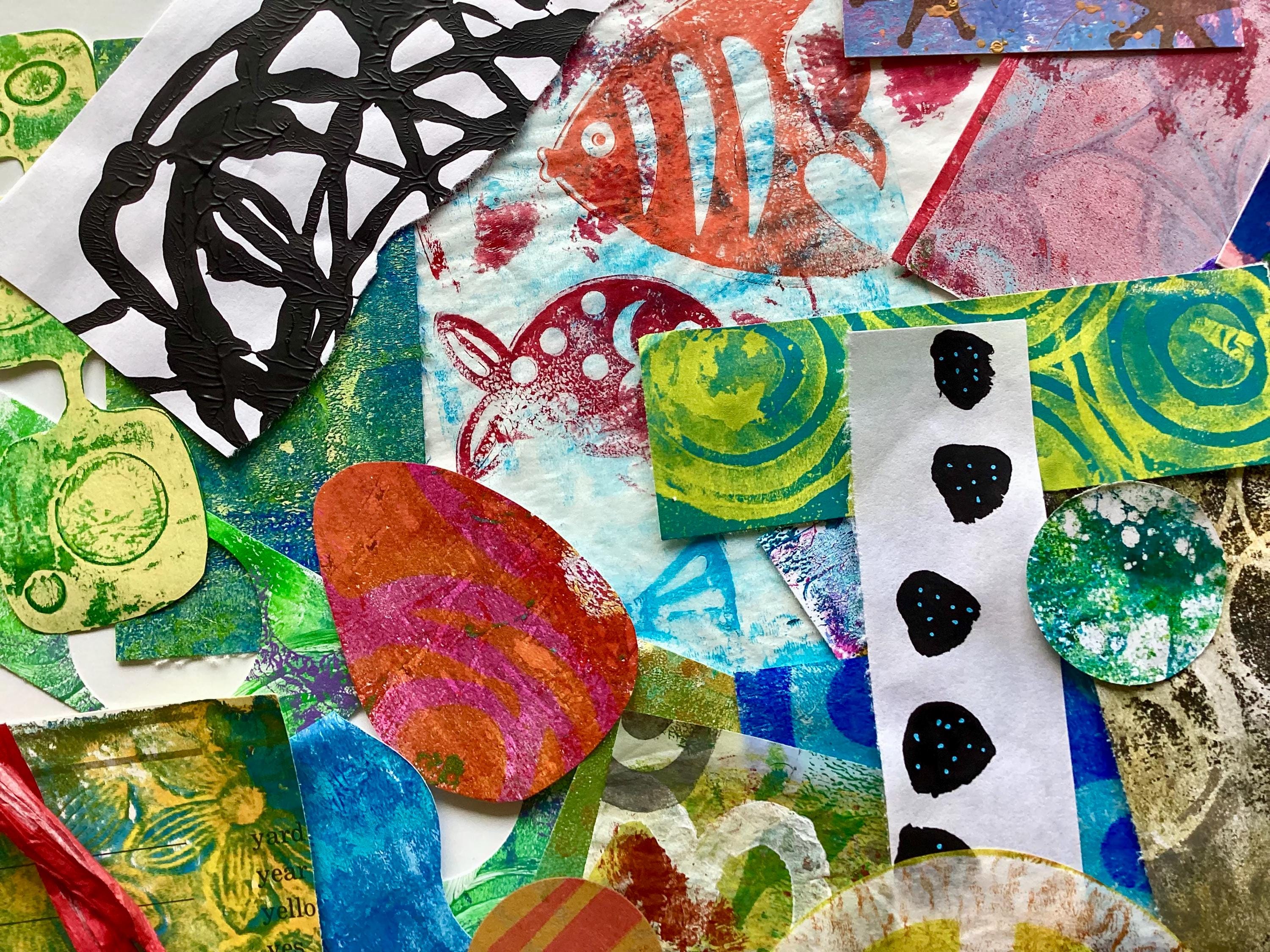 Handmade Mixed Media Collage Paper Pack: 40 Pieces Colorful Original ...