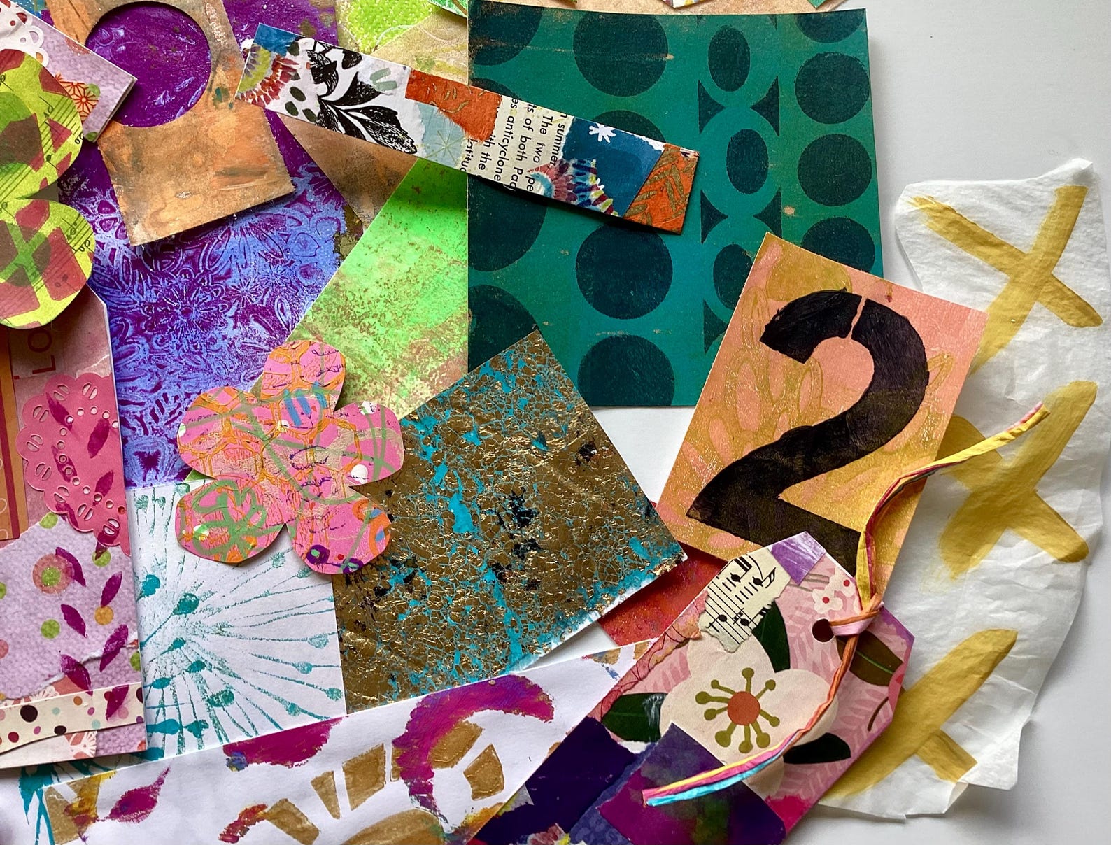 Handmade Mixed Media Collage Paper Pack: 30 Pieces Colorful Original ...