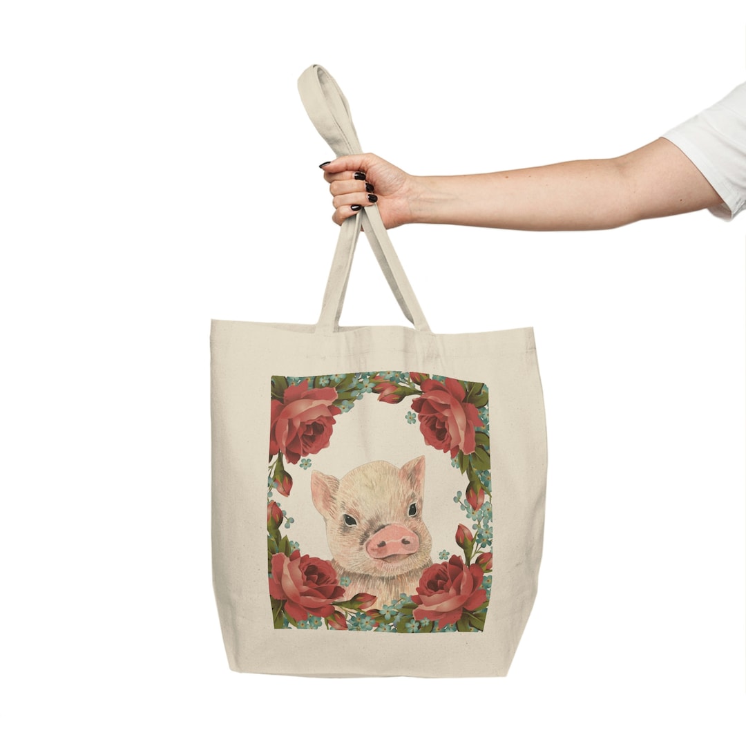 Pig Shopping Tote, Large Shopping Bag, Tote Bag, Farm Animals, Large ...