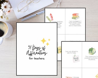 48 Teacher Affirmation Cards, INSTANT DOWNLOAD, Teacher Appreciation ...