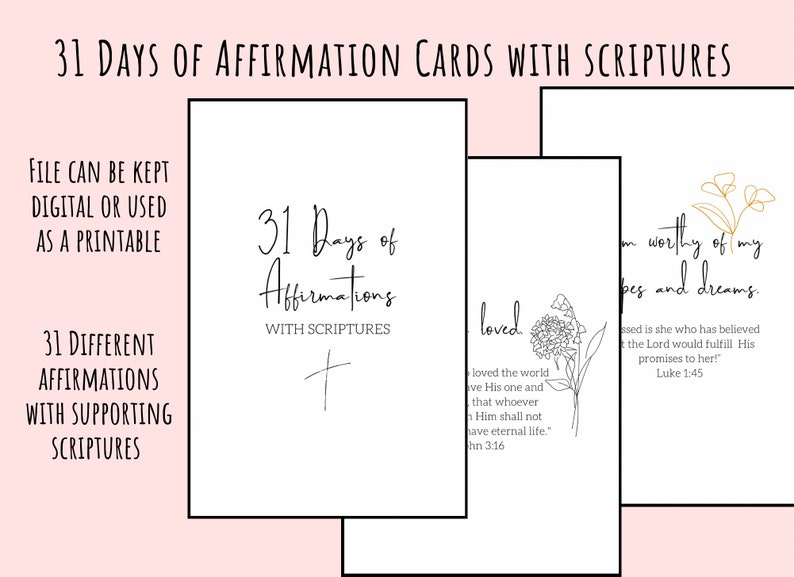 31 Days of Self Care Affirmation Cards With Biblical Scriptures Digital ...