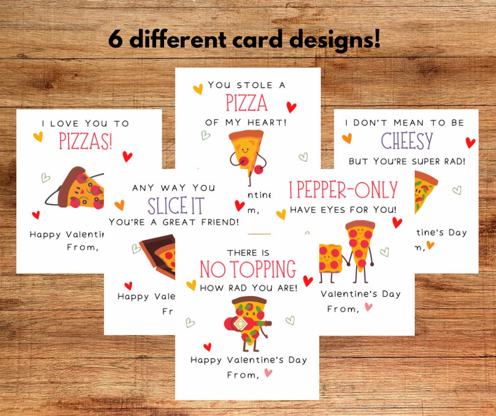 Pizza Valentine's Day Exchange Cards | Printable Digital - Etsy