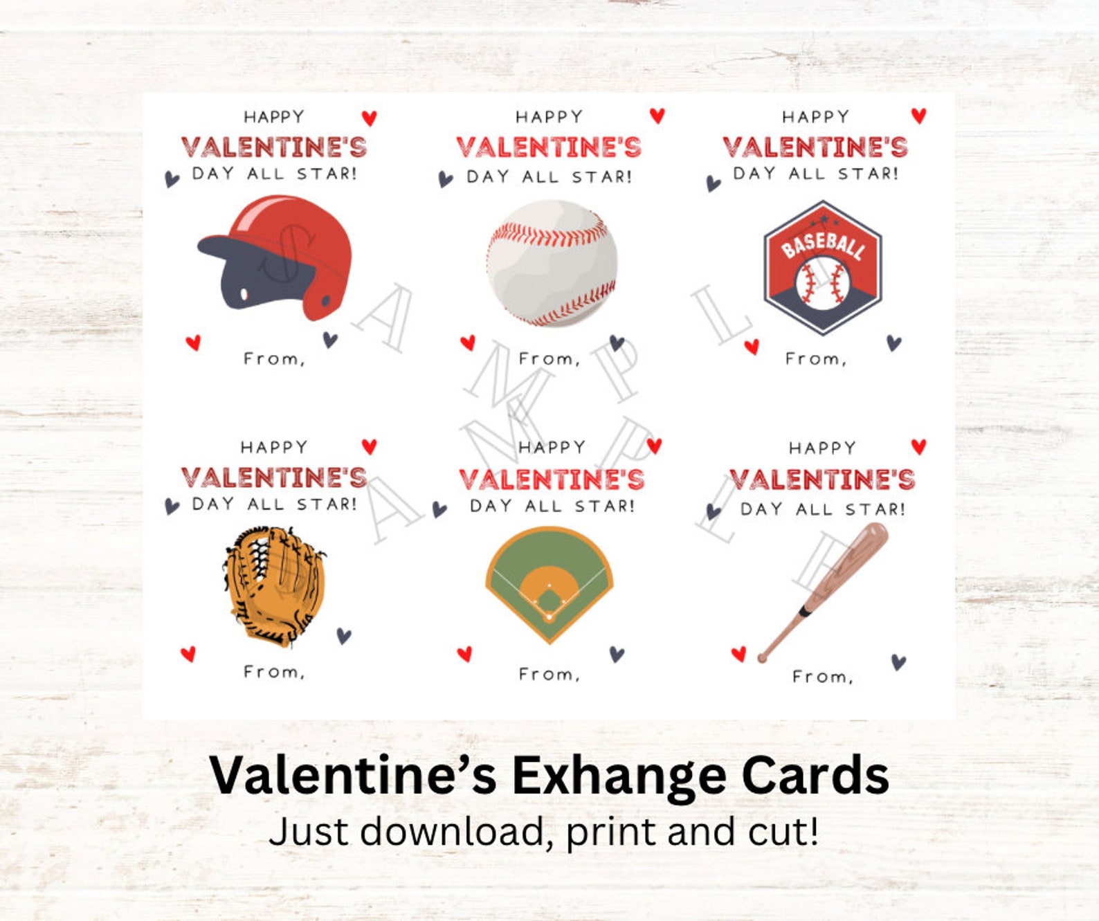 Baseball Valentine's Day Exchange Cards | Printable - Etsy