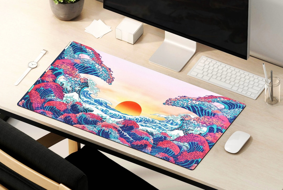 Japanese Wave Desk Mat XL Gaming Hokusai Mouse Pad Gift Desk Pad Large ...