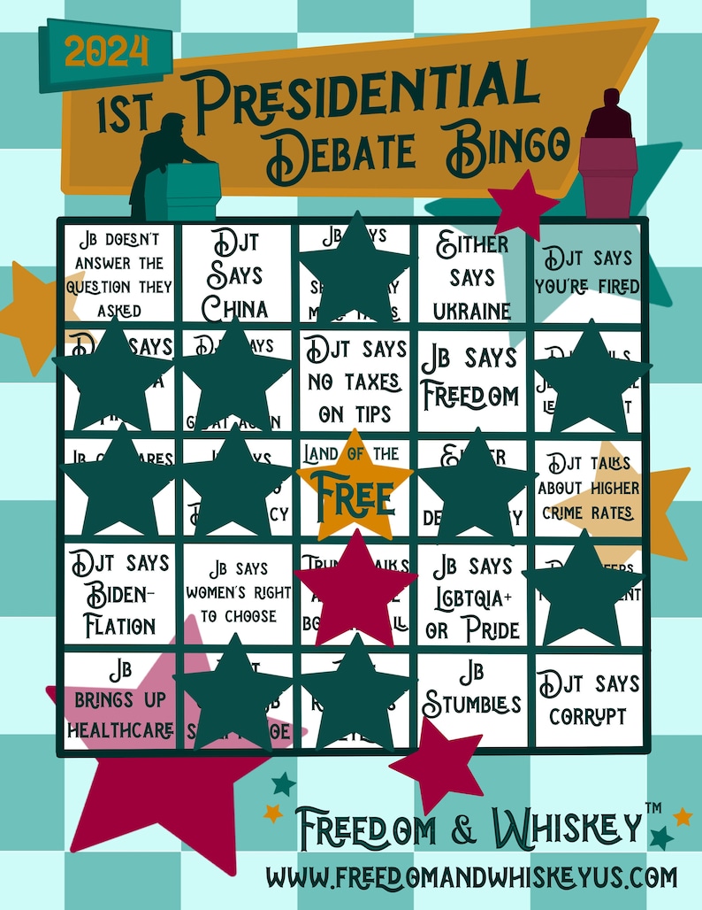 2024 Presidential Debate Bingo Card, 1st US President Debate Card, 6 ...