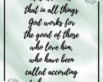 Romans 8:28 in All Things God Works for the Good Bible Verse Wall Art ...