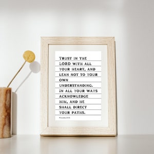 Trust in the Lord, Proverbs 3:5-6, Printable, Bible Verse, Christian ...